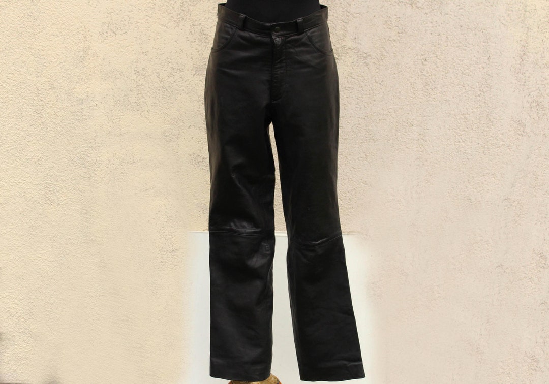 Vintage Black Leather Pants Women's / Leather Pants Women's / Straight ...