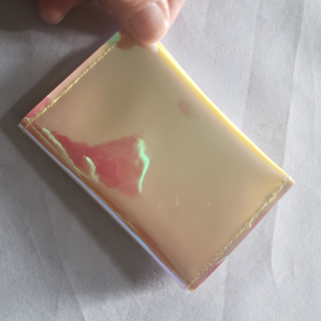 CARD WALLET Yellow/ Pink Hologram Vinyl With Light Pink Interior - Etsy