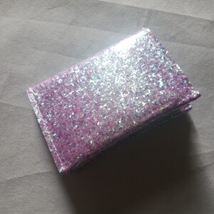 CARD WALLET Lilac Iridescent Glitter Vinyl With Light Pink Interior - Etsy