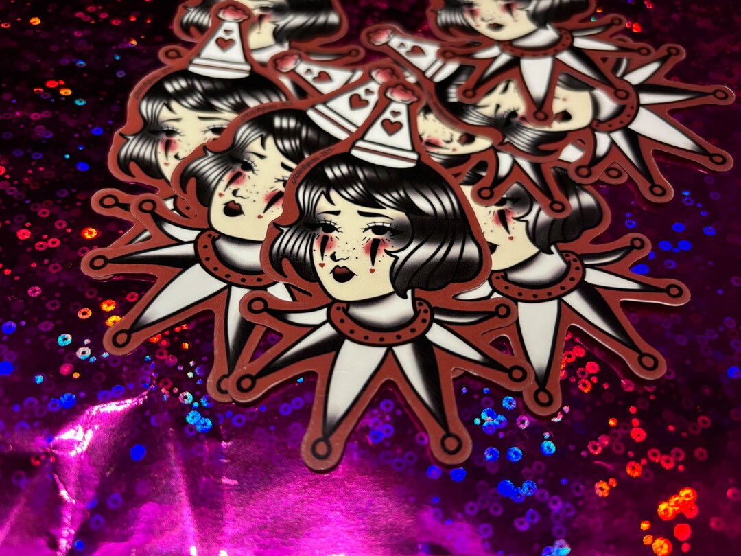 Traditional Clown Girl Sticker made and Designed by Me - Etsy