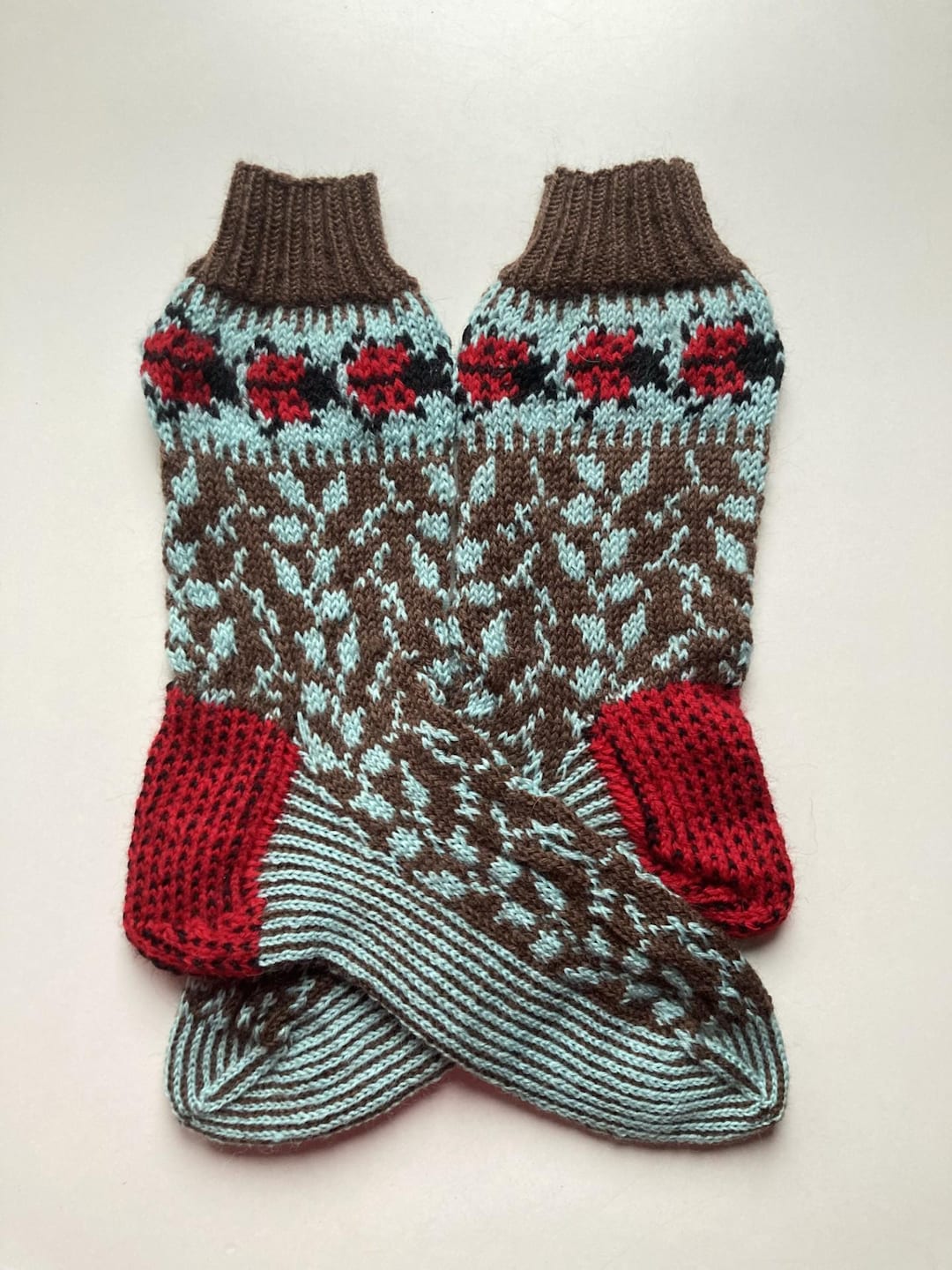 Lady Beetle Socks Knitting Pattern Colourwork Size 38-43, Ladybug ...