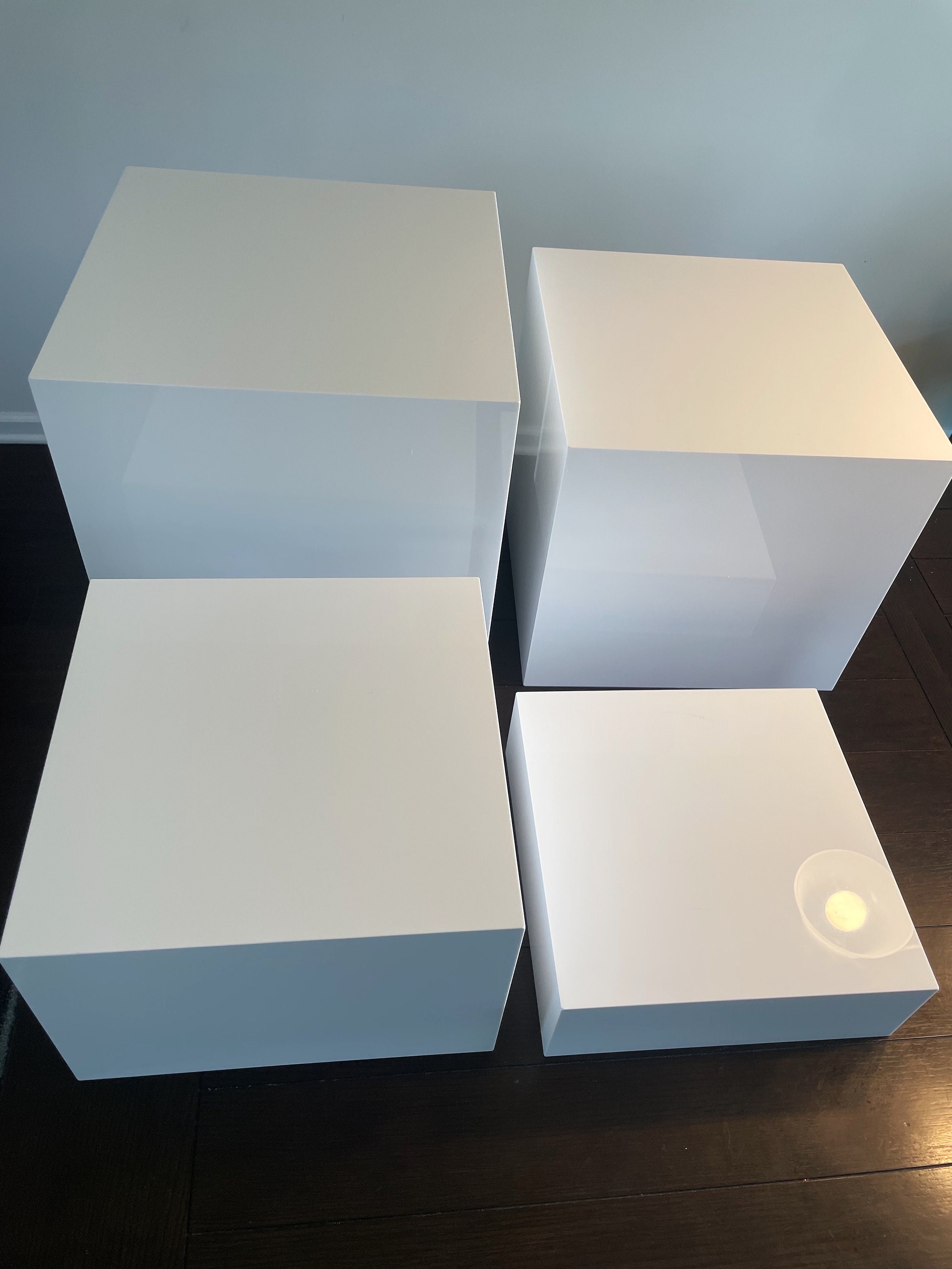 SET OF 8-PREMIUM White Food Display Riser | Cubic Stands Acrylic ...