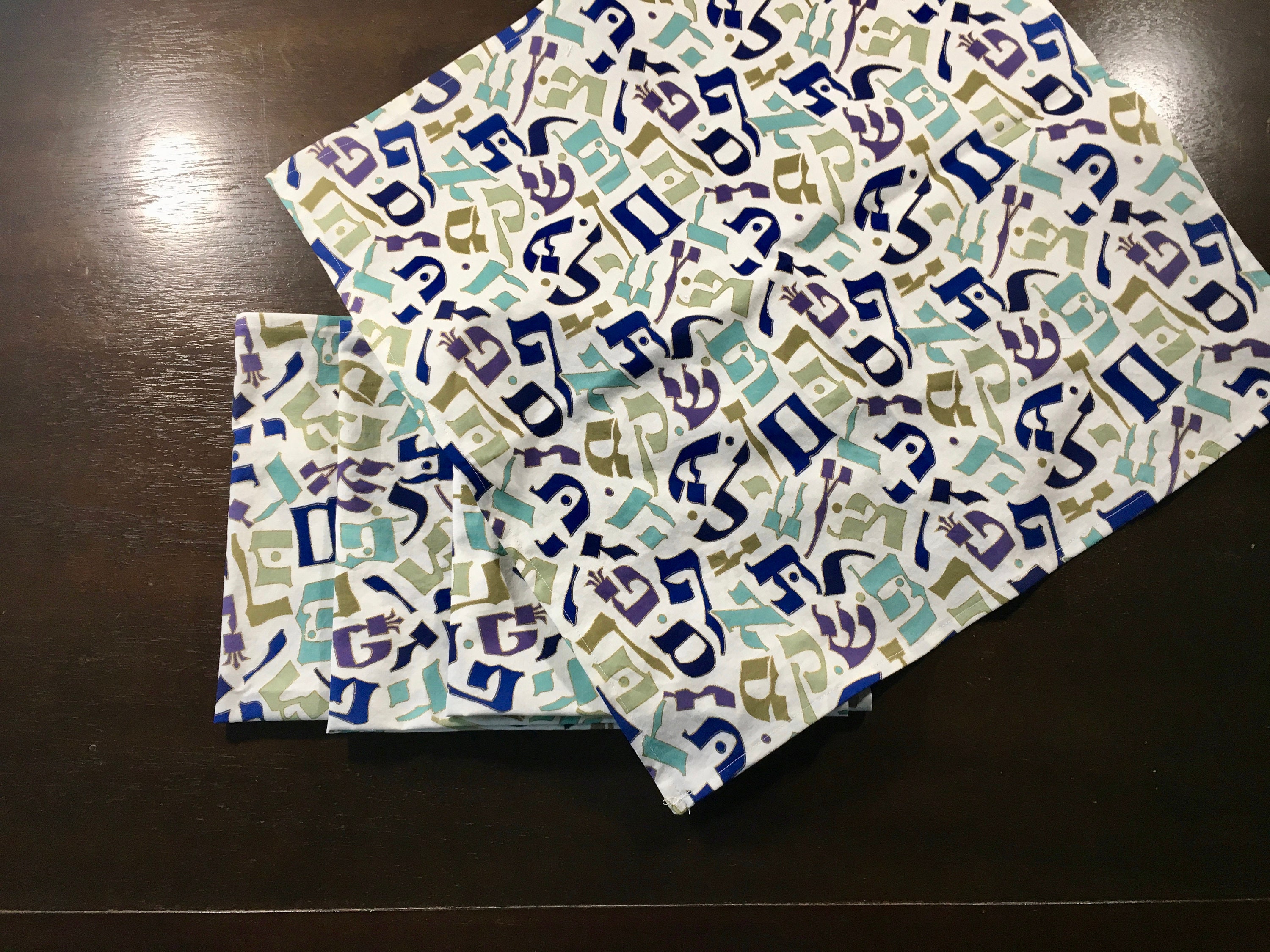 Aleph Bet hebrew letter reusable cloth napkins Jewish | Etsy