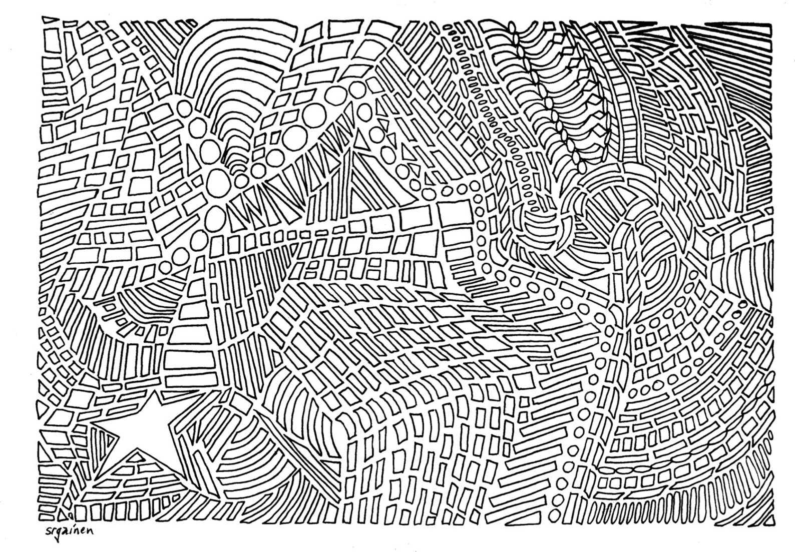 Star 3 Abstract, Star 3 Coloring Page, Adult Coloring, Adult Coloring ...