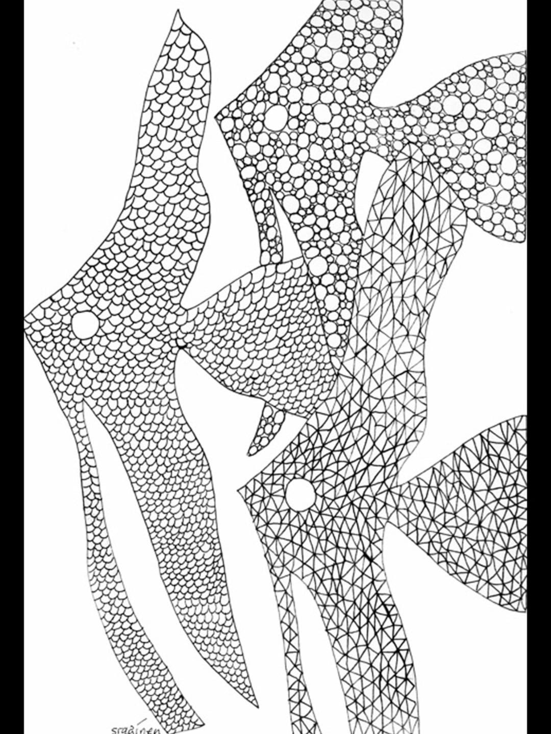 3 Fish Coloring Page, Coloring Page Three Fish, Fish Art, Adult ...