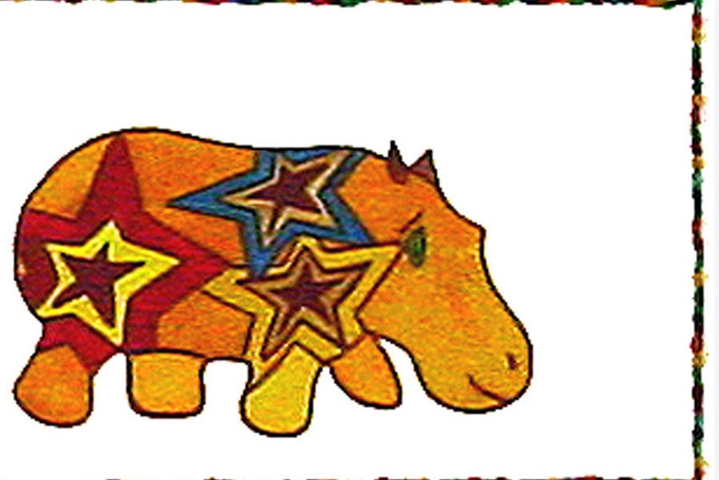 Hippo Art, Hippo Print, 7 Hippos Marching, 7 Colorful Hippos March on ...
