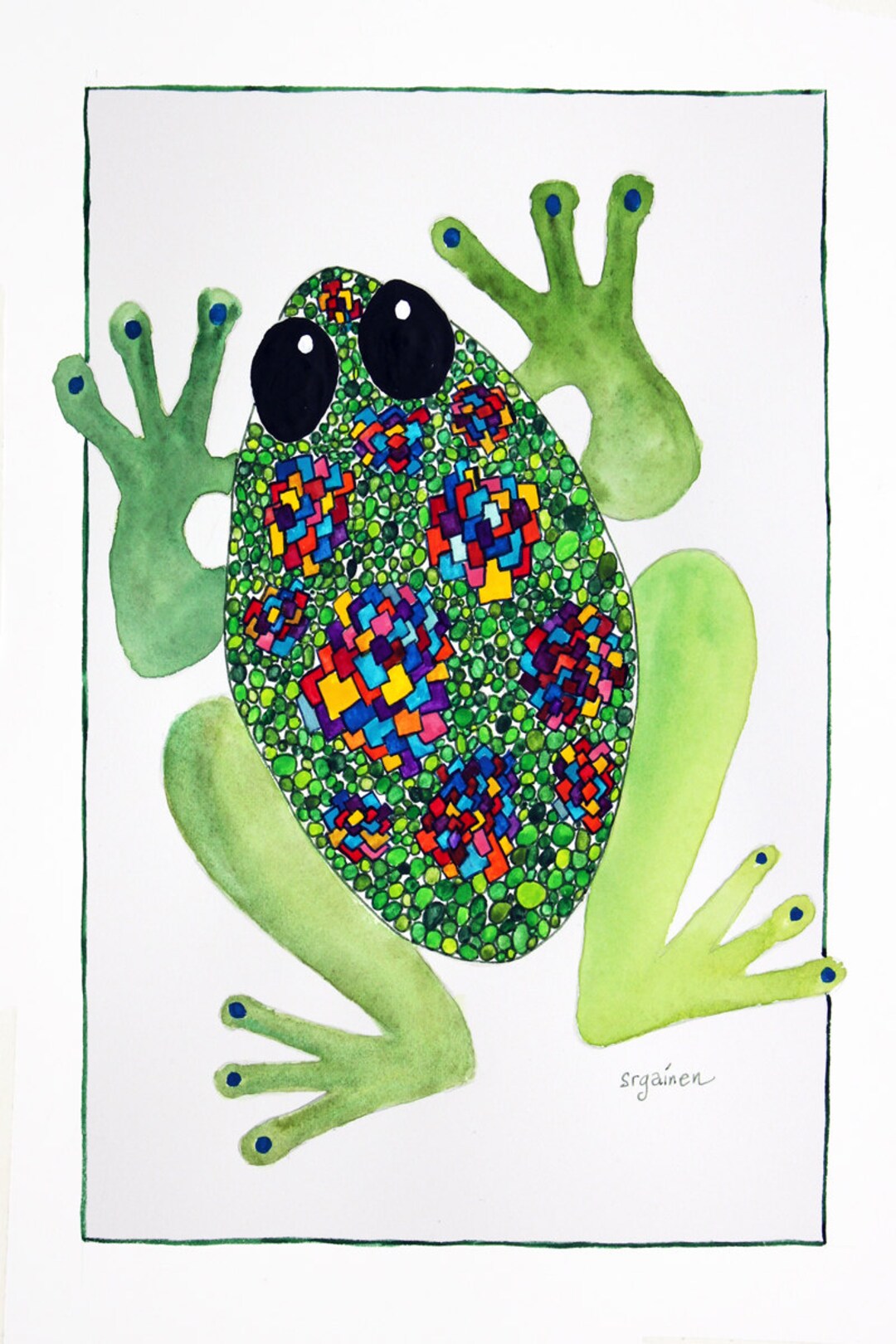Frog Print, Whimsical Frog Print, Mardi Gras Frog, Frog From the Hidden ...