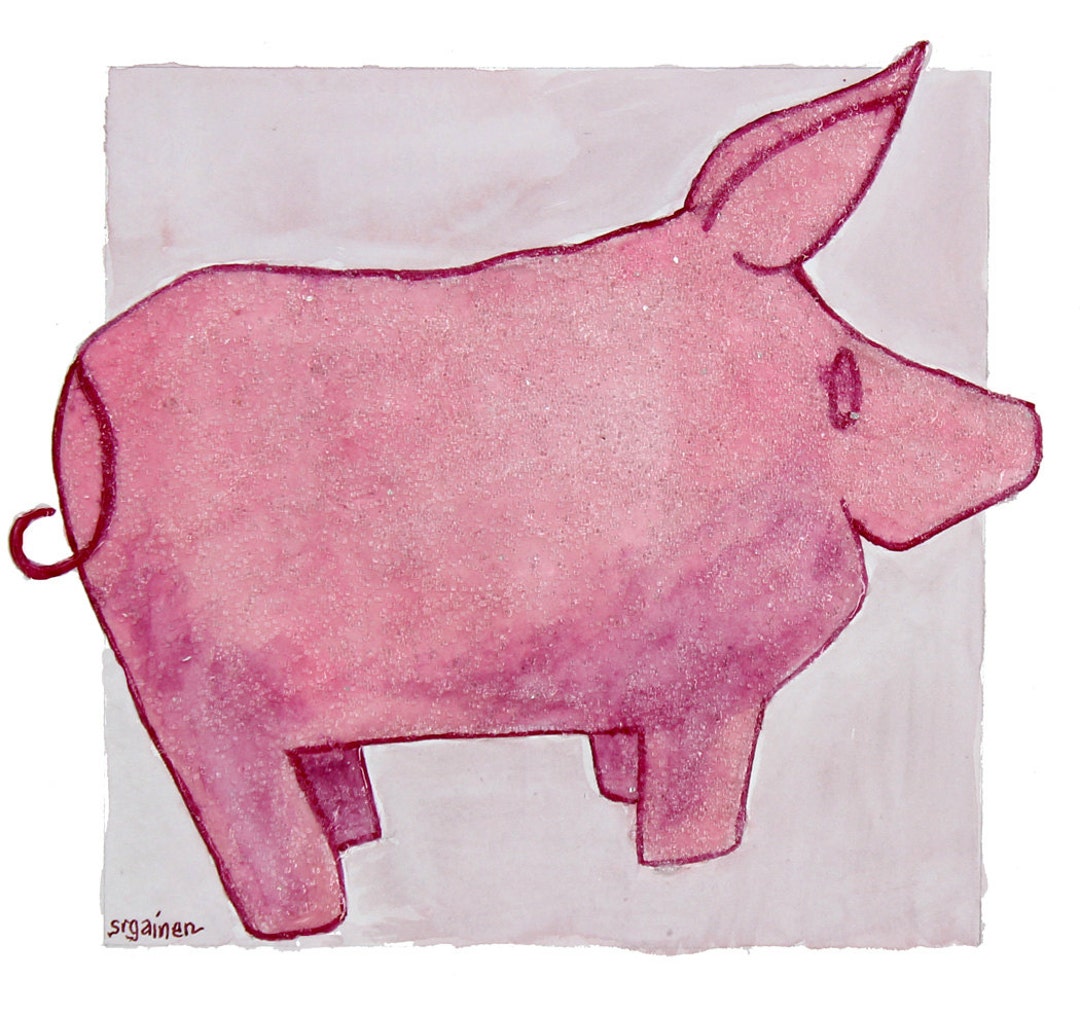 Pig, Pig Art, Pink Pig, Pink Pig Art, Beaded Pig, Pink Beaded Pig ...