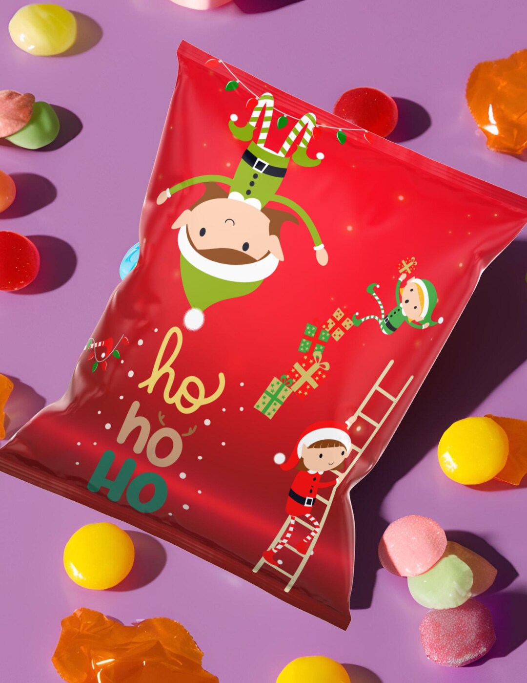 Custom CHRISTMAS THEMED Chip Bags / Loot Bags for Candies and Stickers ...