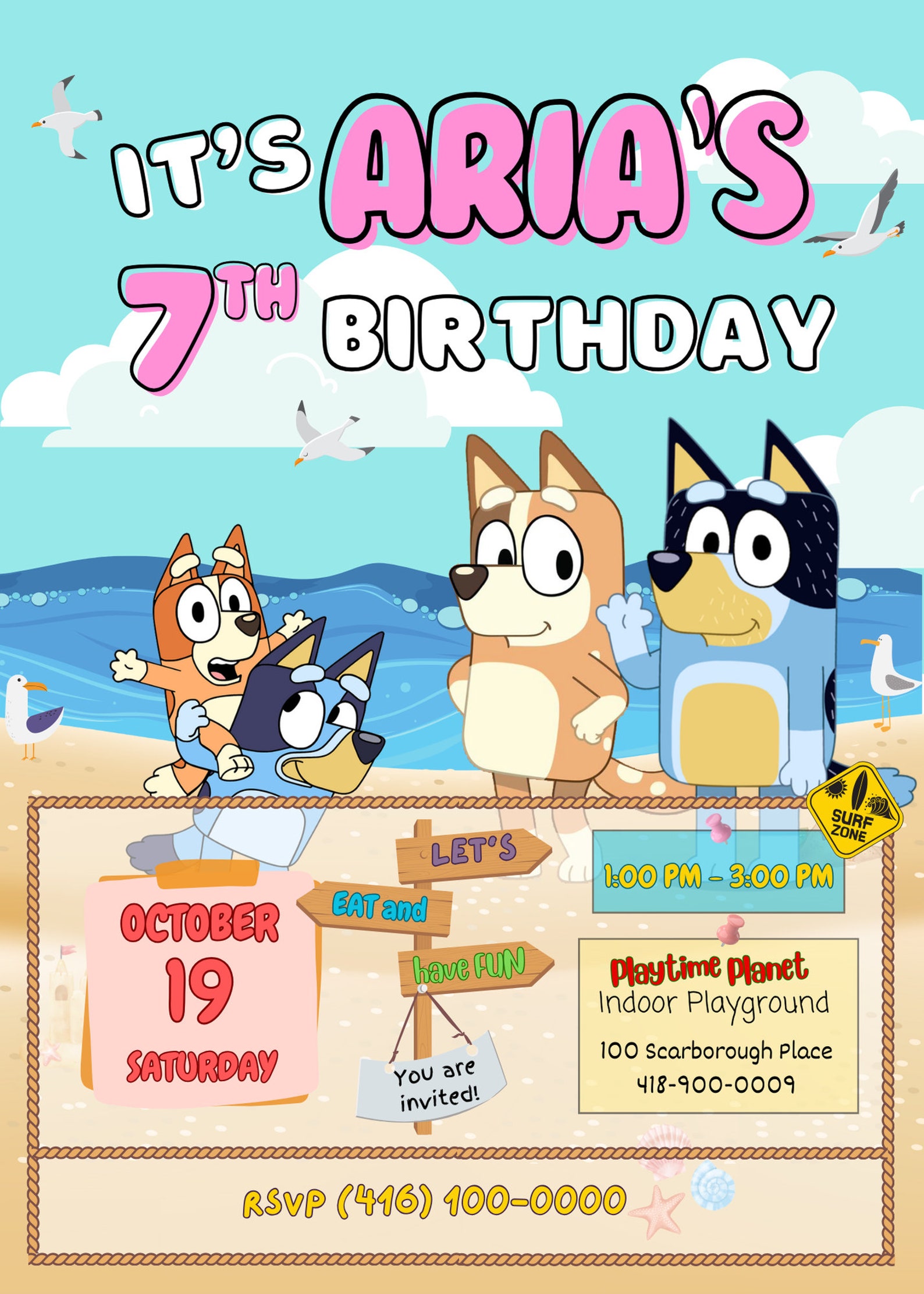 Bluey Theme Birthday Invitation Template - Printable and Downloadable ...