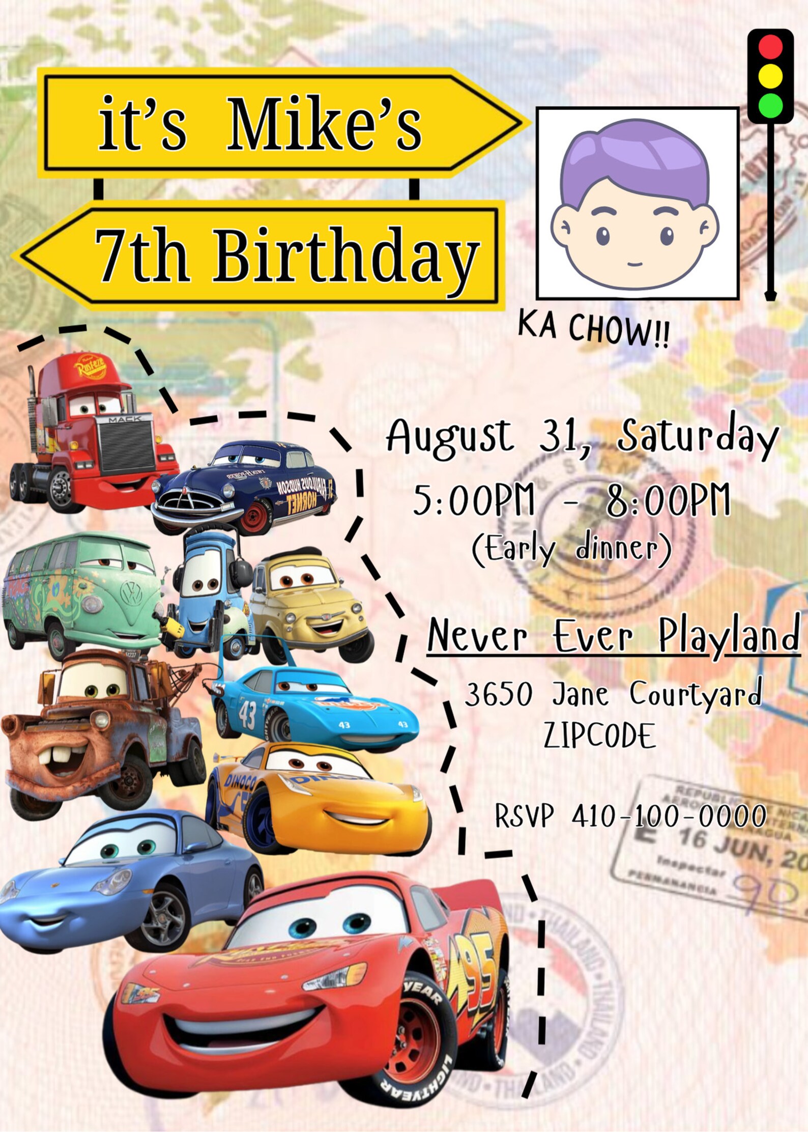 CARS Theme Birthday Invitation Template - Printable and Downloadable ...
