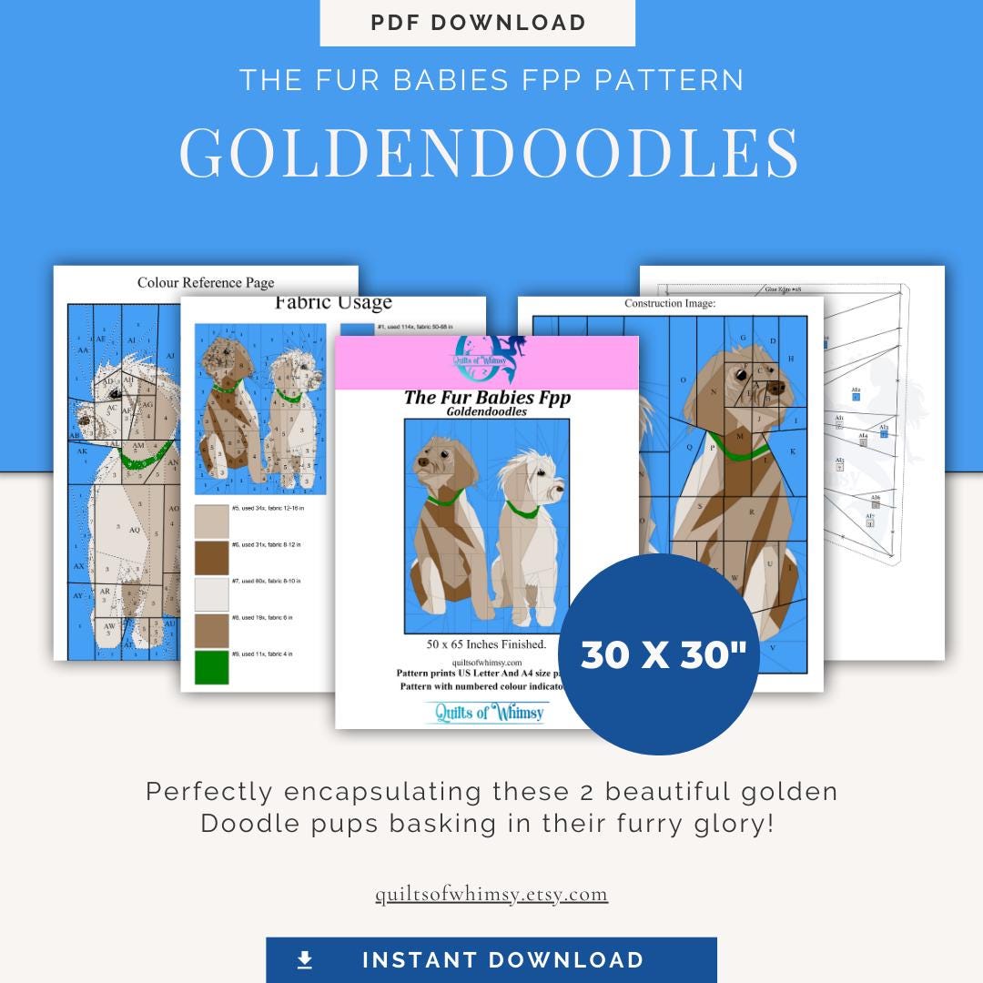 Goldendoodle Dogs FPP Quilt Pattern: Fur Babies Mini Quilt (50x65) - Etsy