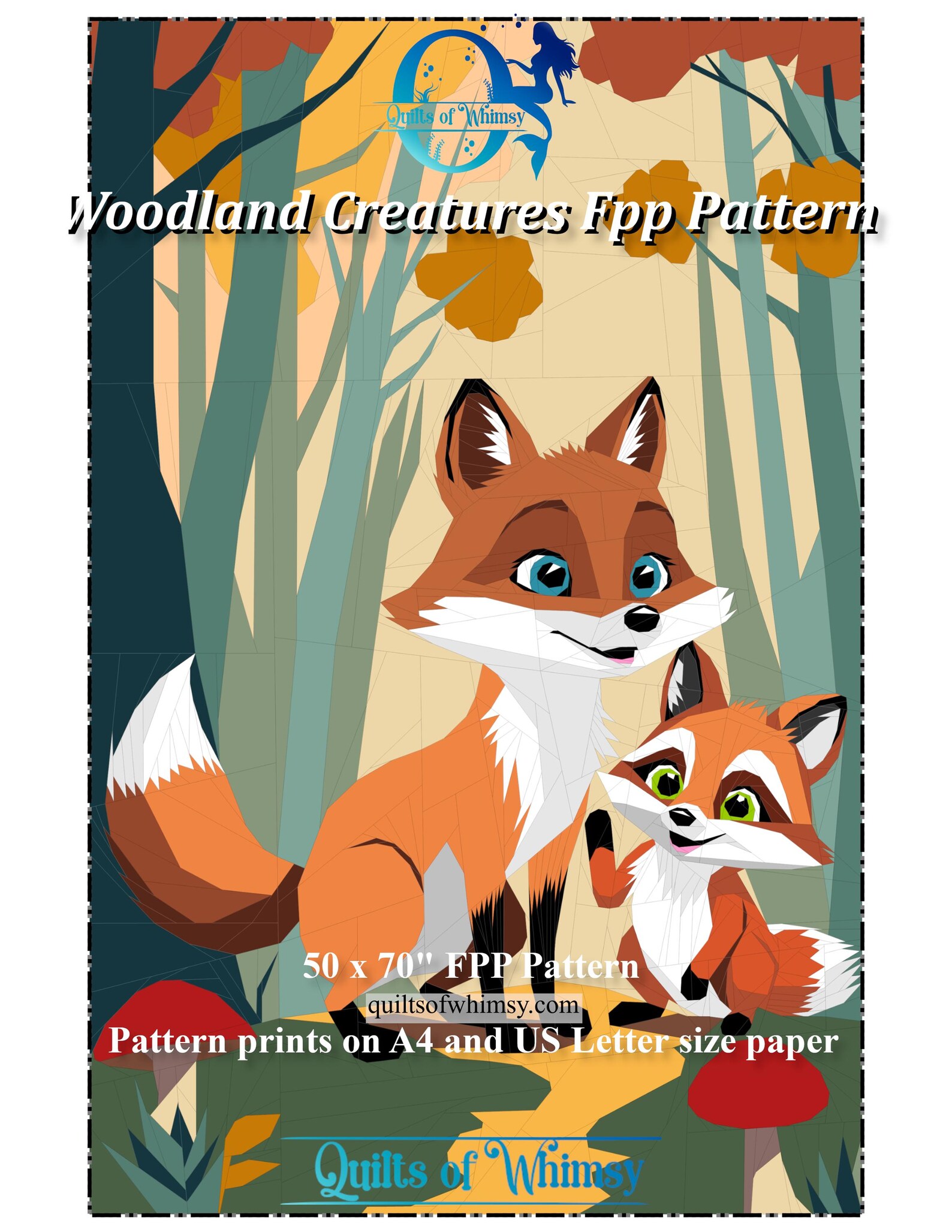 Woodland Creatures Baby Quilt Pattern: Fox FPP Design (PDF) - Etsy