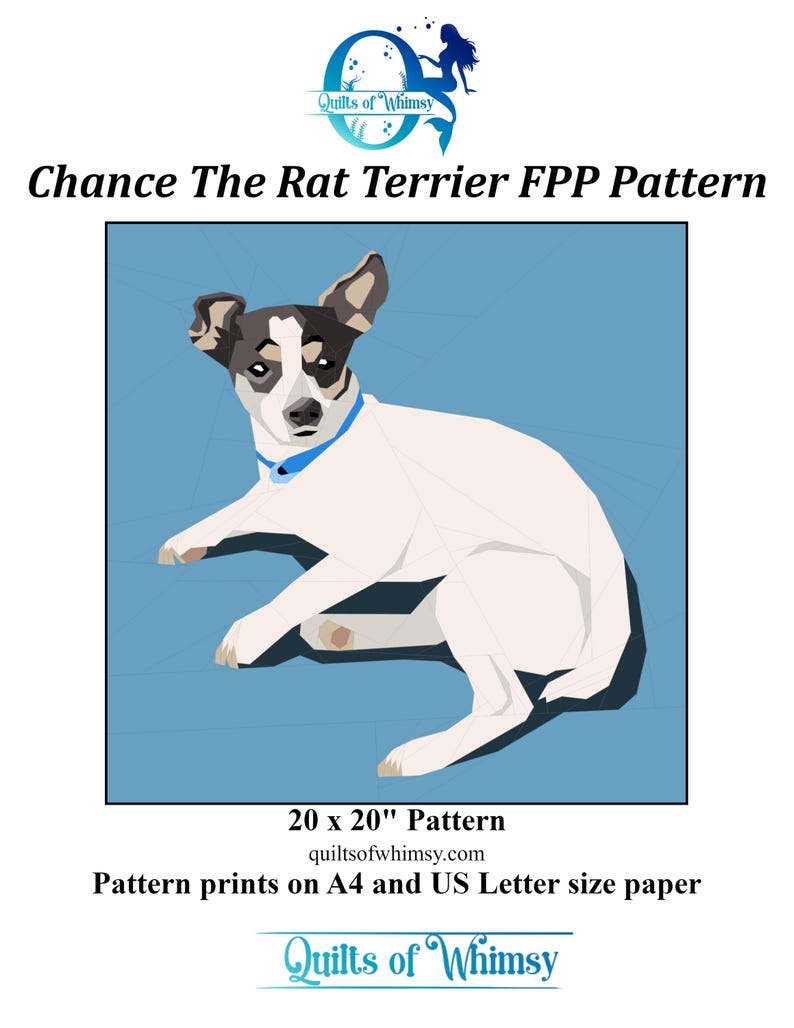 Chance the Rat Terrier Quilt Block Pattern – 20x20 FPP Dog Foundation ...