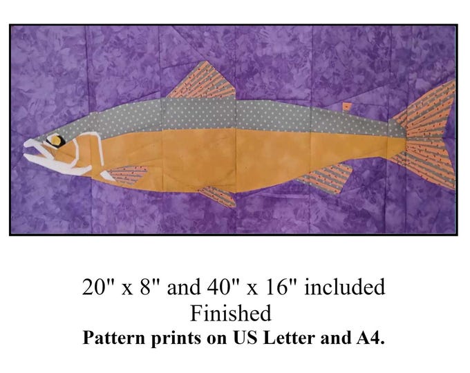 Wild Salmon Paper Pieced Quilt Block Pattern PDF - Etsy Canada
