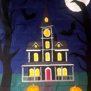 Haunted House Quilt Pattern: 60x80" FPP Halloween Quilt (digital ...