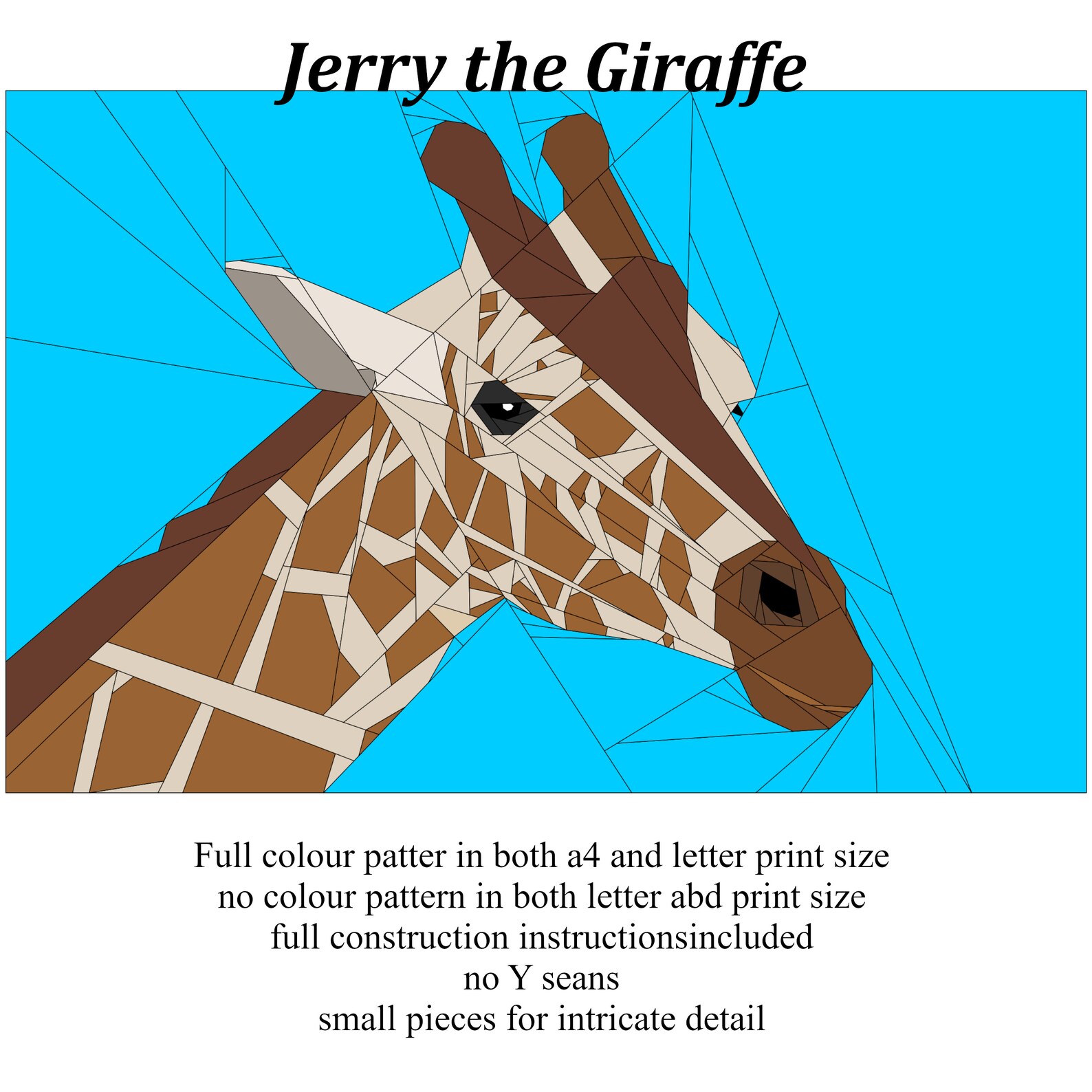 Jerry the Giraffe FPP Pattern: Animal Quilt Block (digital Download) - Etsy