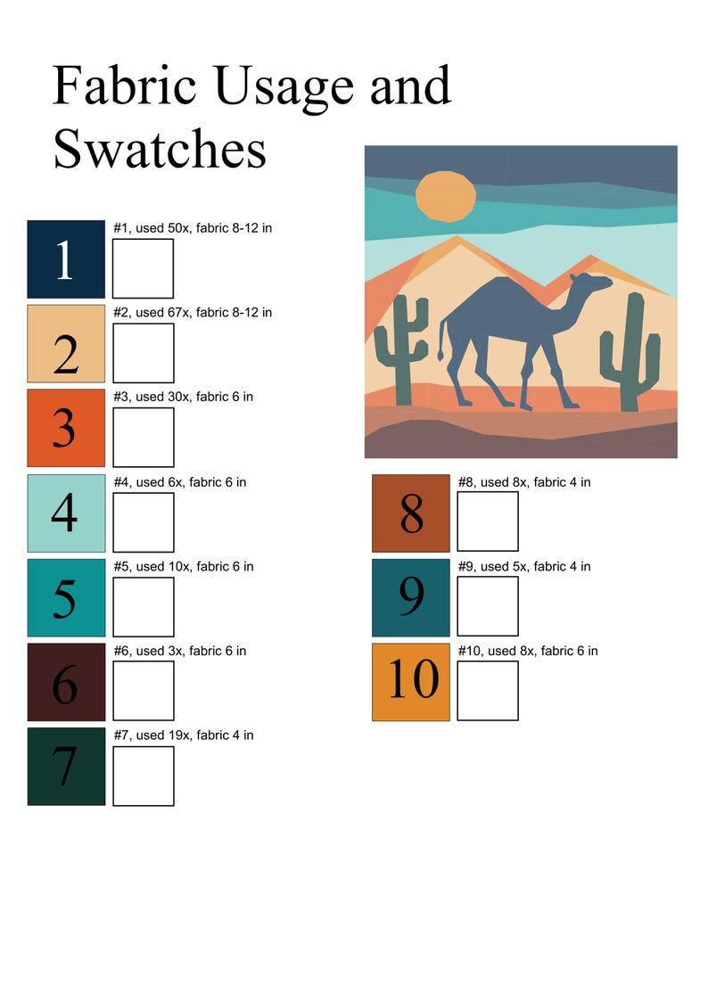 Camel Quilt Block Pattern: Desert Landscape FPP (PDF Download) - Etsy