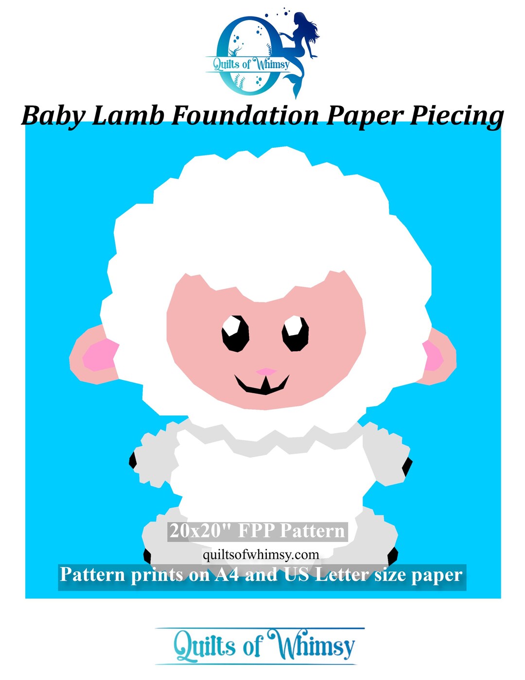 Baby Lamb FPP Quilt Block Pattern: 20x20 Inch (digital Download) - Etsy