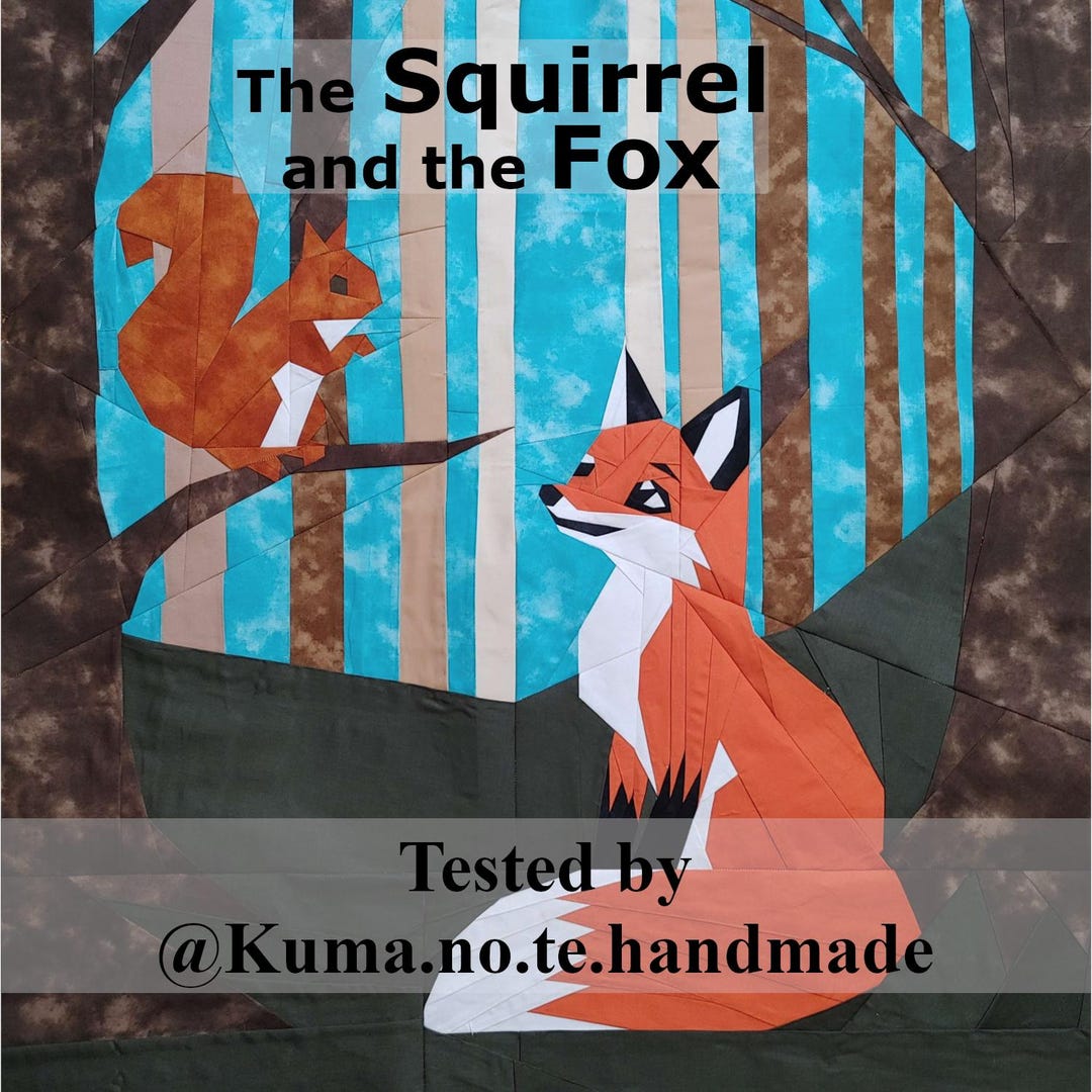 The Squirrel and the Fox –40 X 40inch Foundation Paper Piecing Quilt Block PDF Woodland Nursery ...