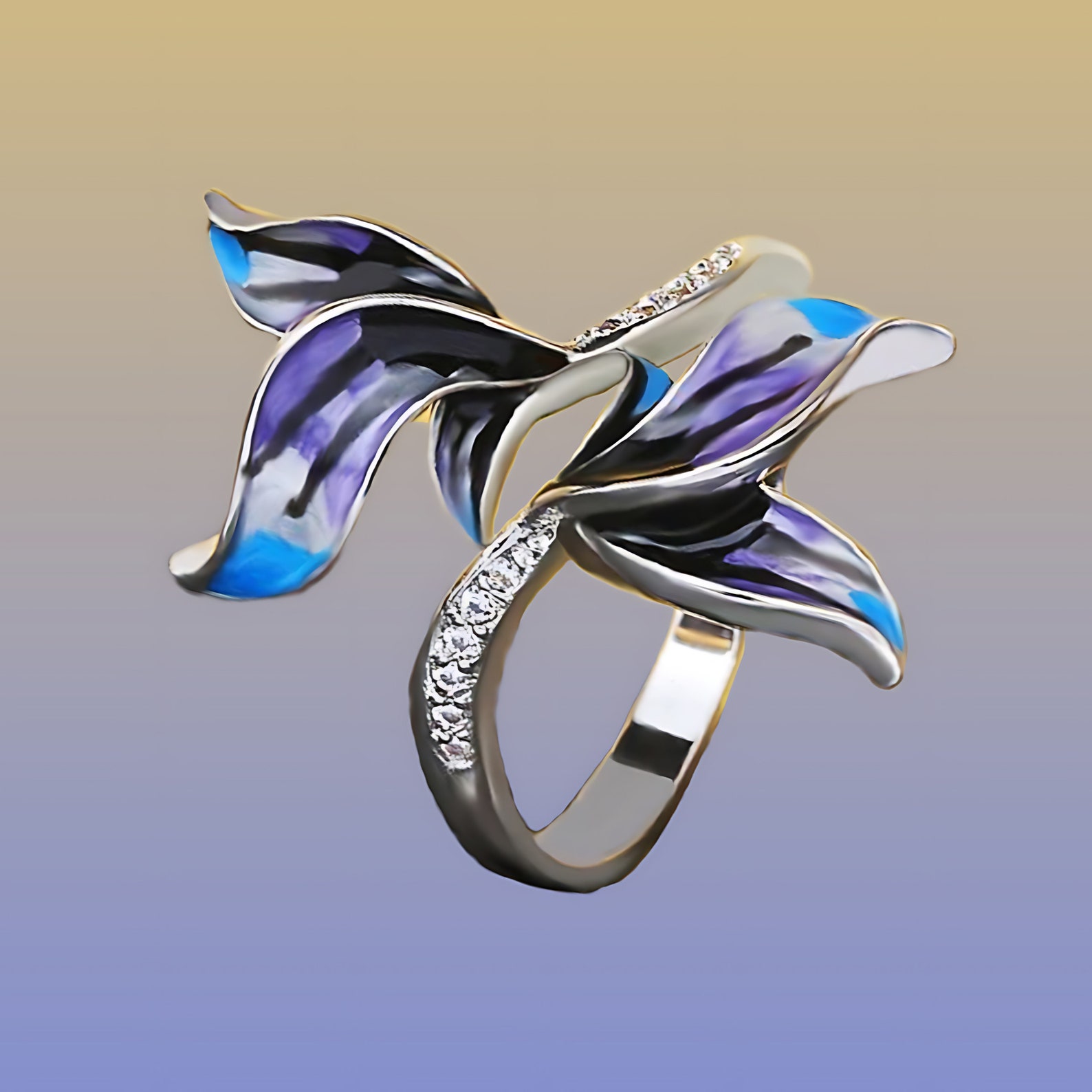 Elegant Blue Mermaid Tail Ring for Women 925 Silver Women's Mermaid ...