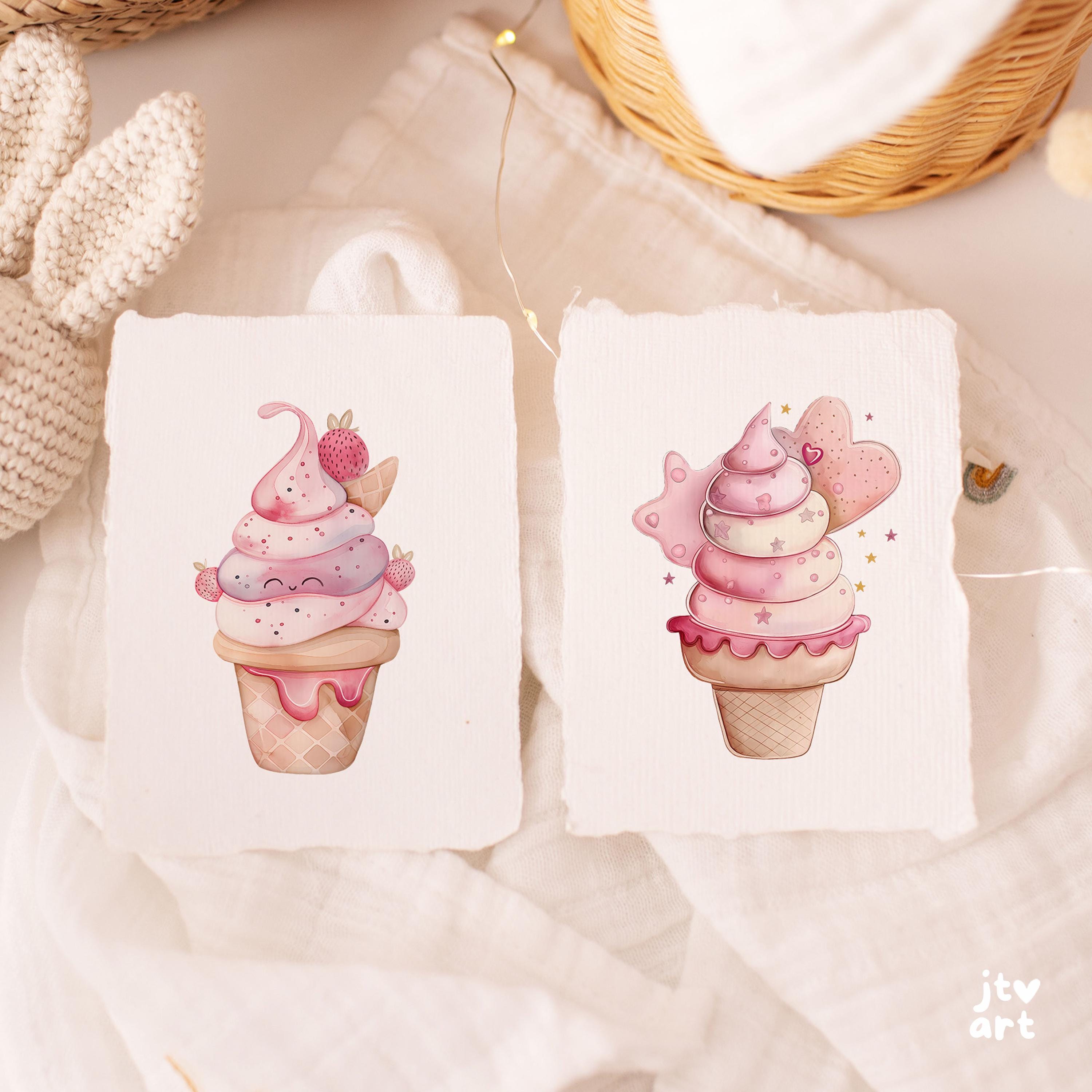 Cute Watercolor Ice Cream PNG Clipart, Pink Summer Food PNG Clipart ...