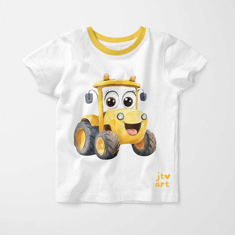 Cute Kawaii Blue Tractor PNG Clipart, Orange, Yellow Tractor, Farm ...