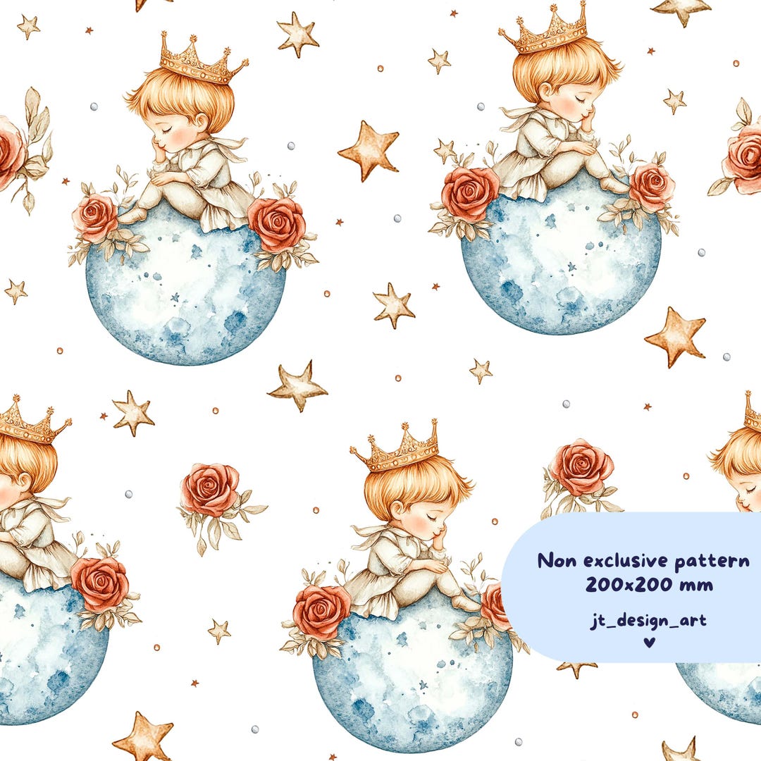 The Little Prince Fairytale Digital Pattern, Rose Digital Paper ...