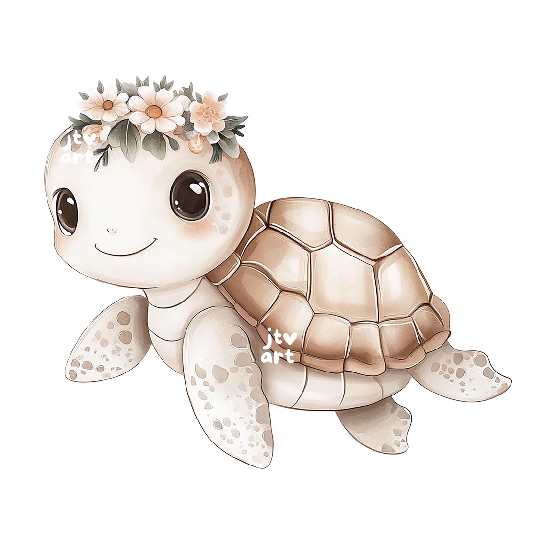 Cute Sea Turtle PNG Digital Clipart, Sea Life, Printable Sea Turtle ...