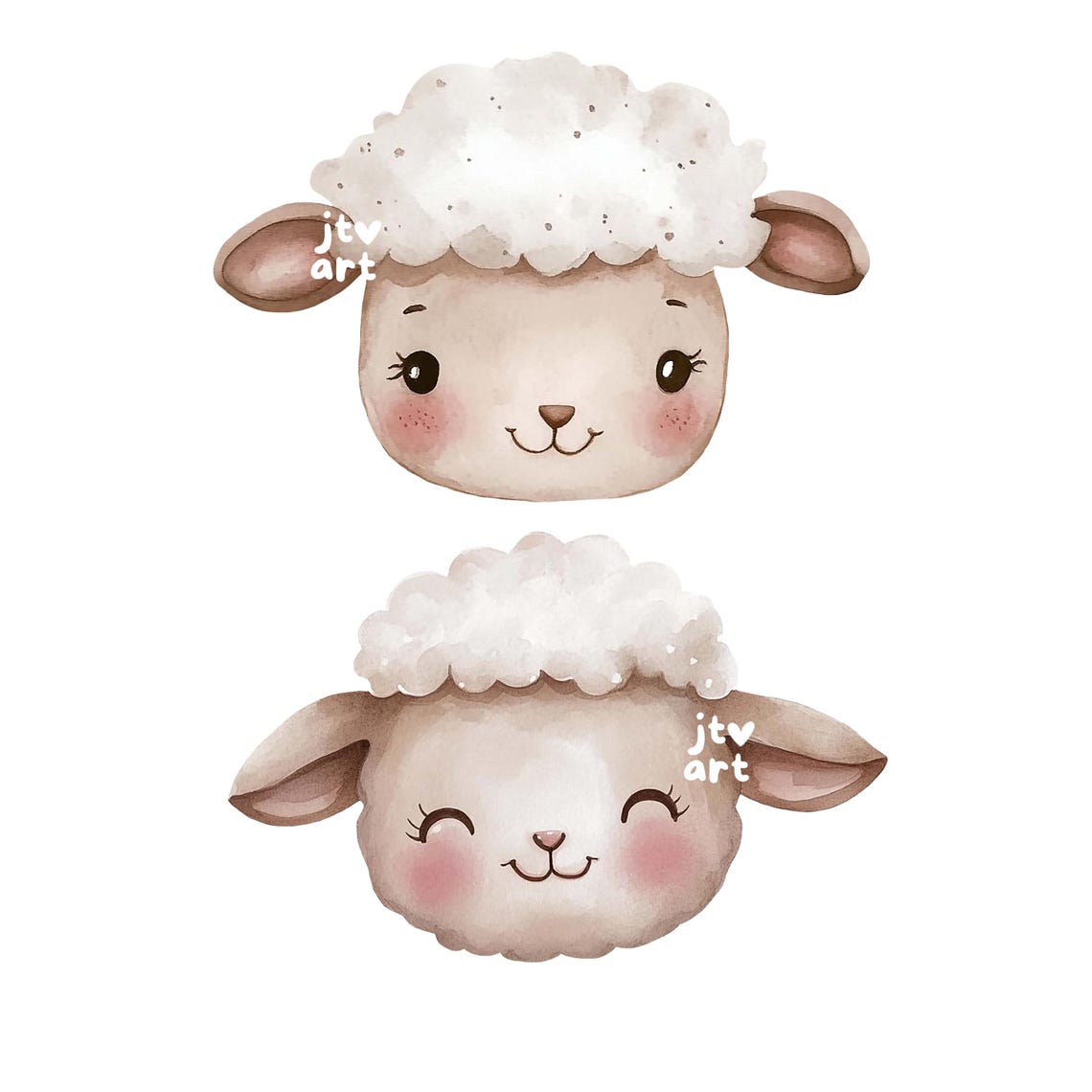 Baby Lamb Face PNG Watercolor Clipart, Cute Sheep Newborn Clipart, Cute ...