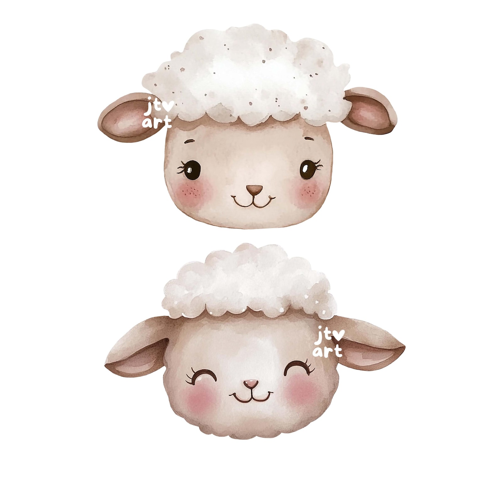 Baby Lamb Face PNG Watercolor Clipart, Cute Sheep Newborn Clipart, Cute ...
