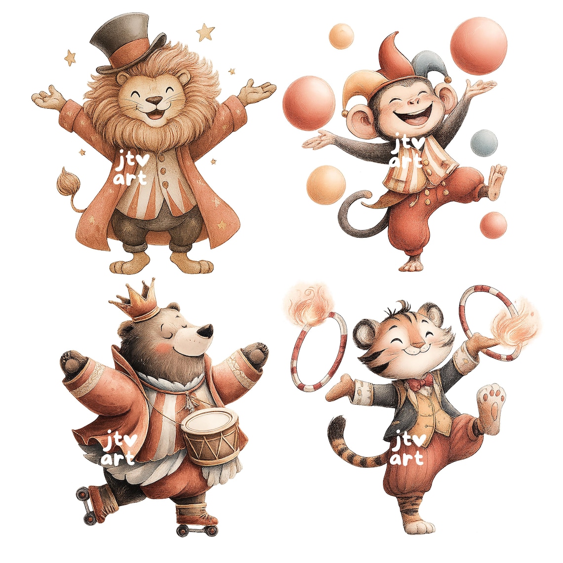 Whimsical Circus Animals PNG Clipart (digital Download) - Etsy