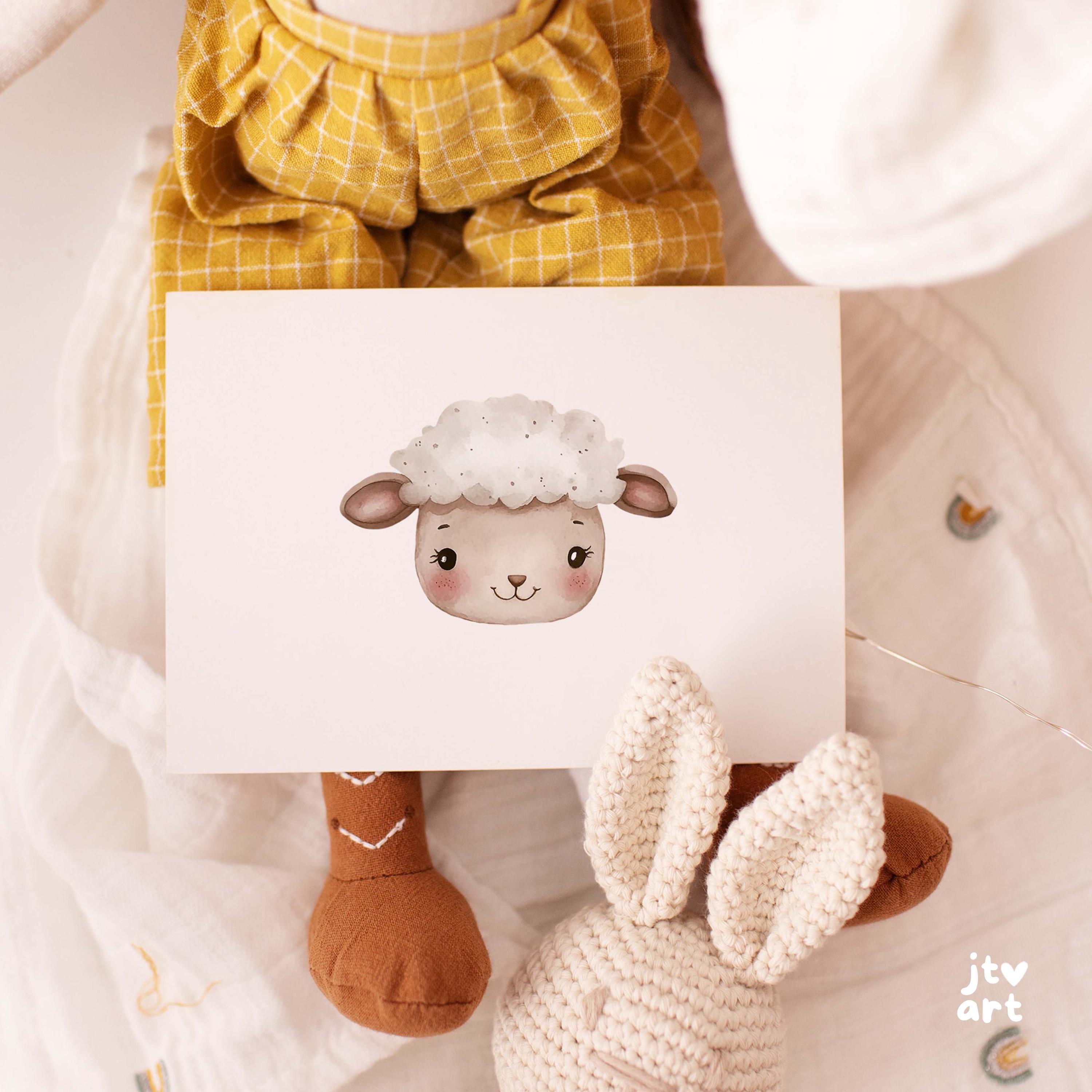 Baby Lamb Face PNG Watercolor Clipart, Cute Sheep Newborn Clipart, Cute ...