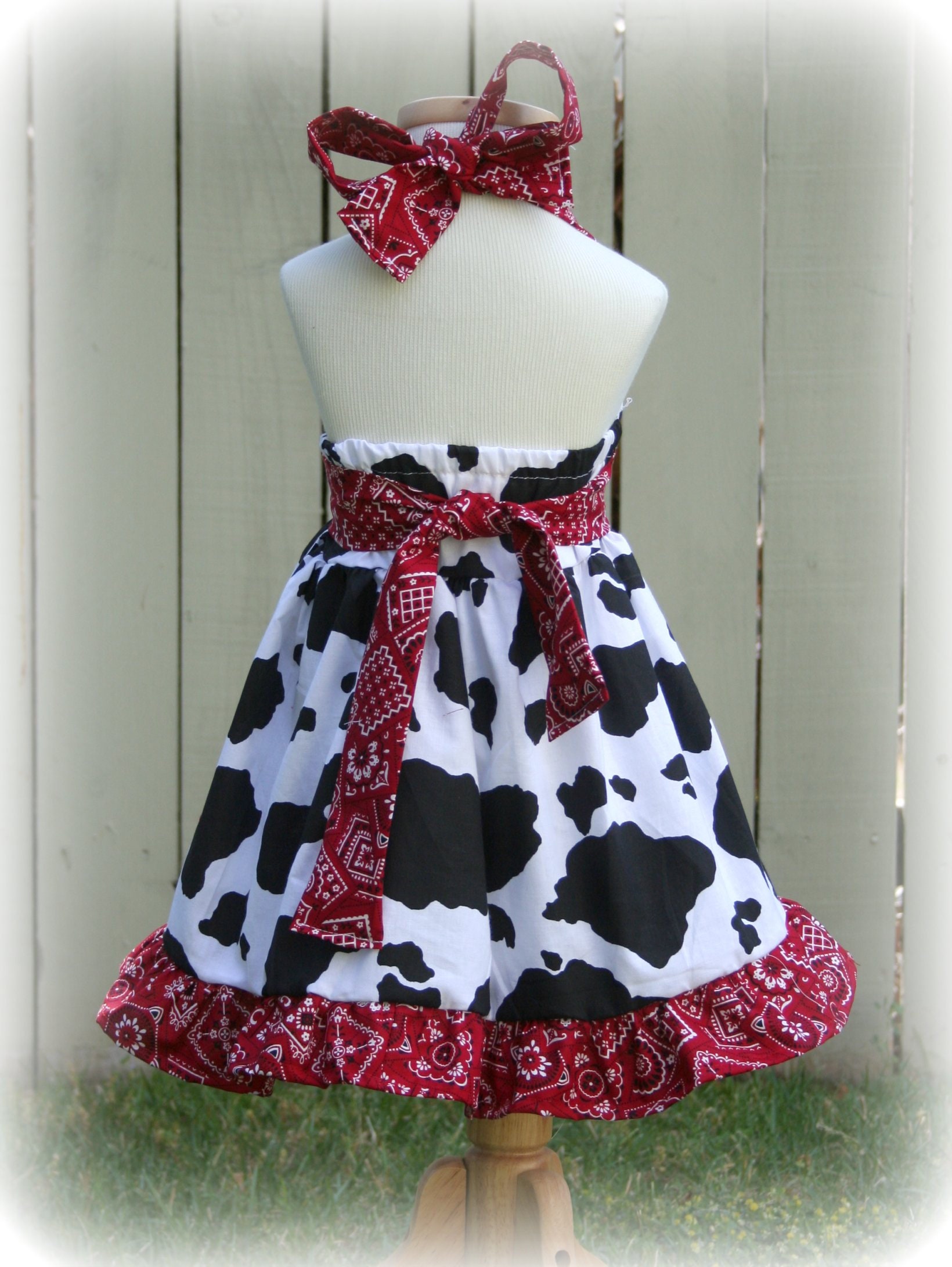 Western Wear Rodeo Dress Cow Print Red Bandana Dress Western Etsy