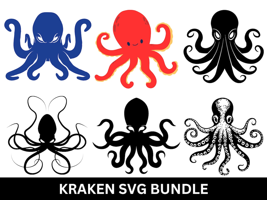 Kraken SVG, OCTOPUS SVG Bundle, Octopus Svg, Sea Monster Svg, Octopus ...