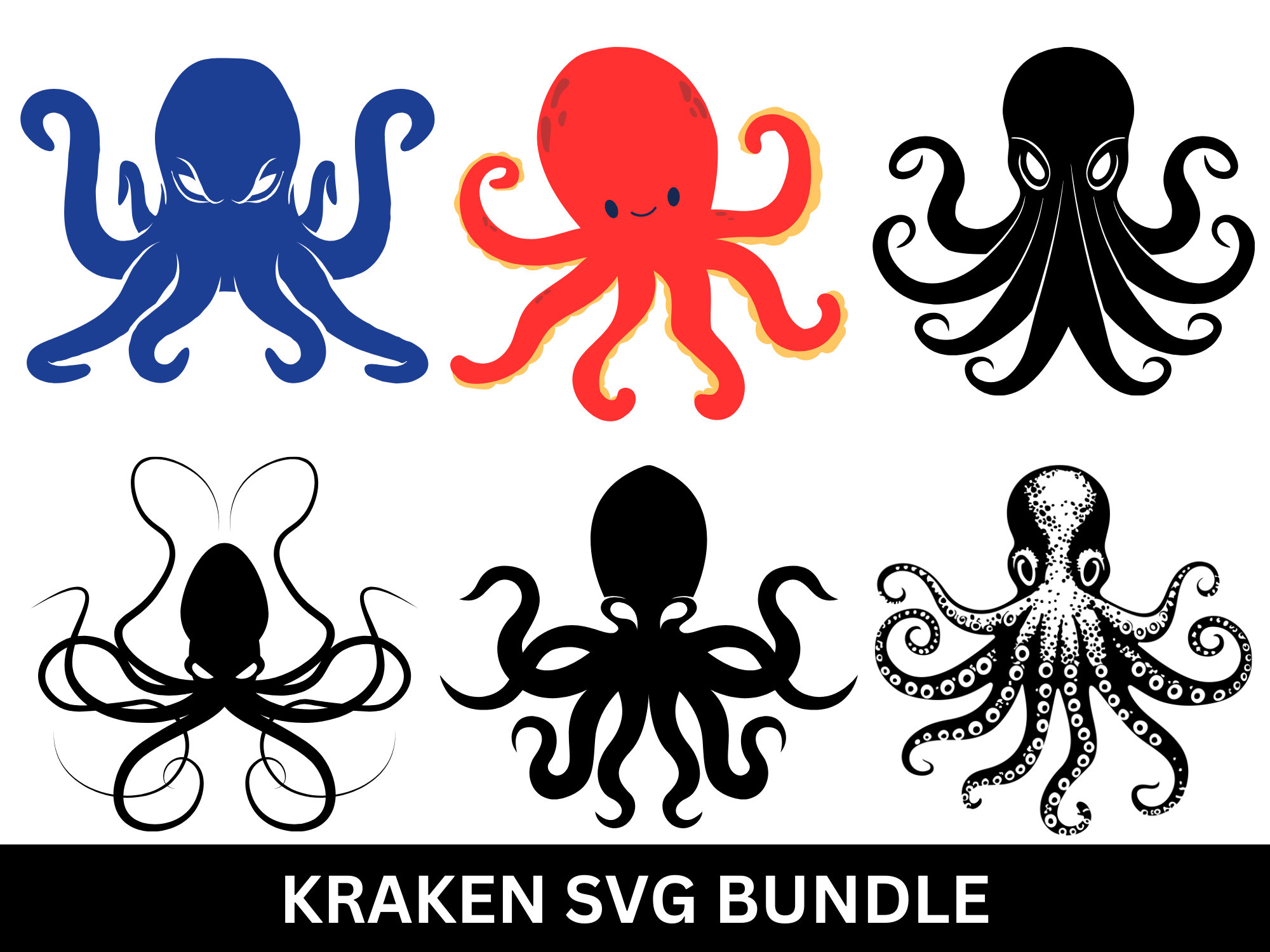 Kraken SVG, OCTOPUS SVG Bundle, Octopus Svg, Sea Monster Svg, Octopus ...