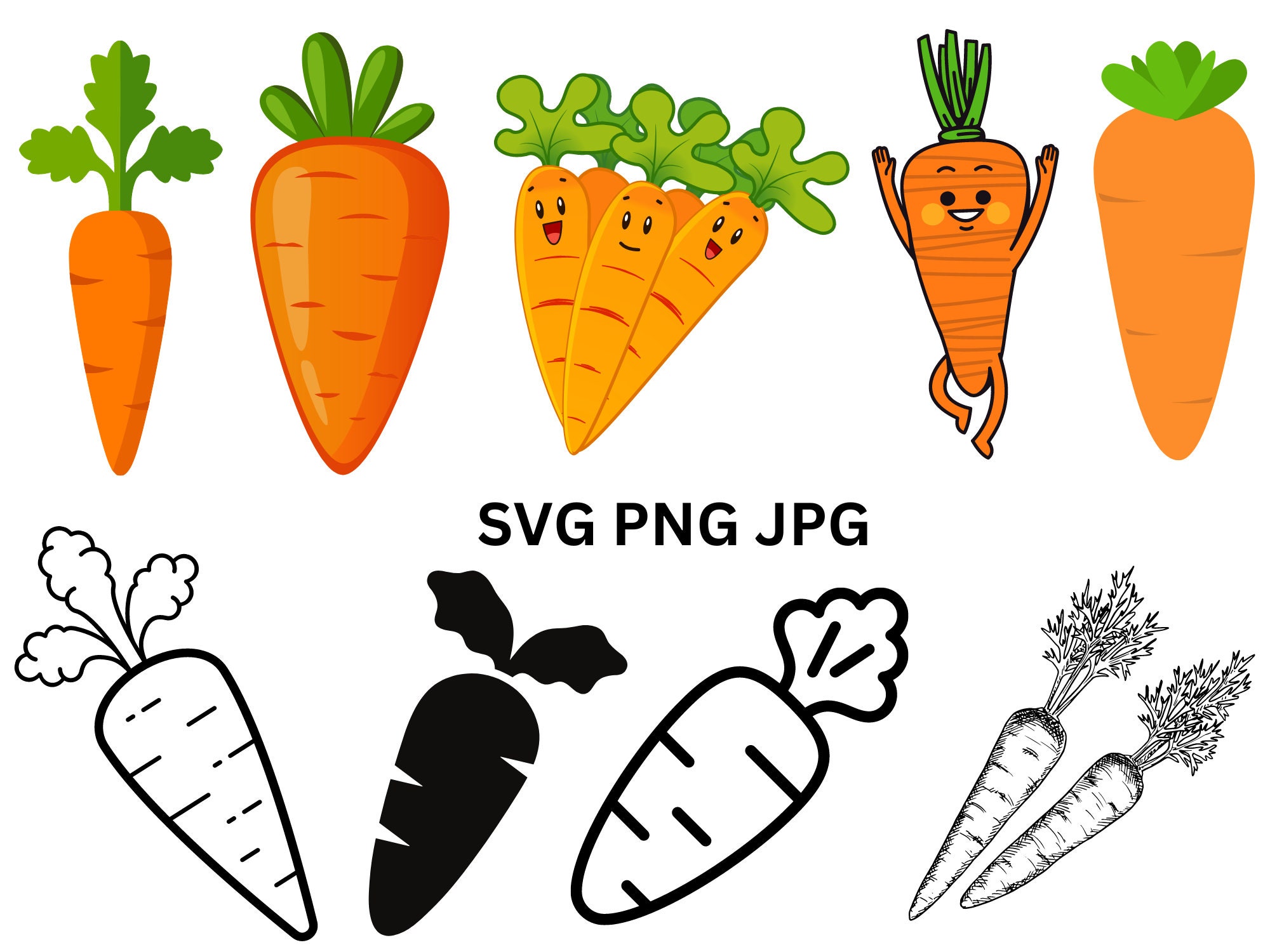 Carrot SVG, Carrot Vector, Carrot Cut File, Carrot Clipart, Vegetable ...