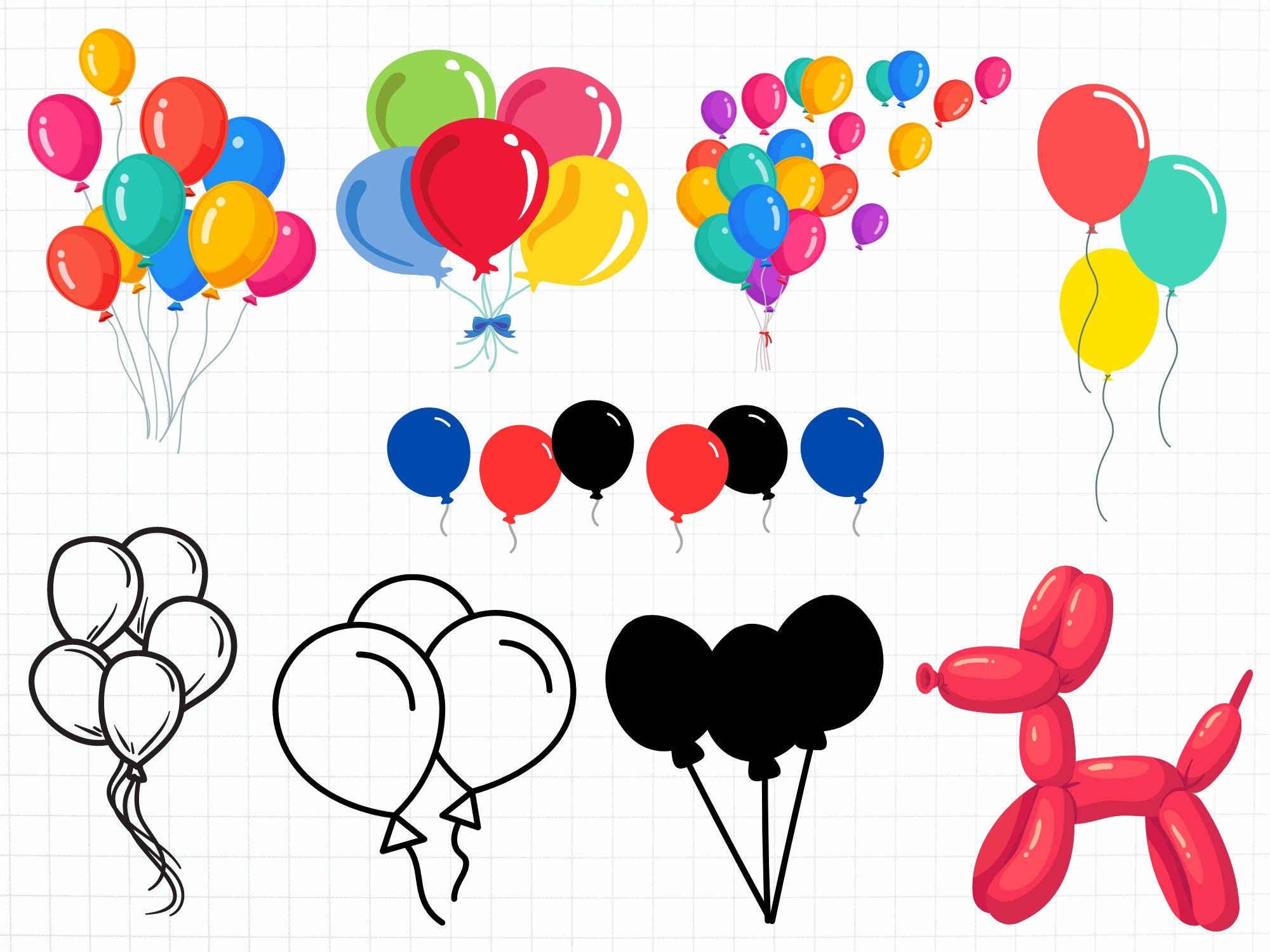 Birthday Balloons SVG, Balloons Clipart, Balloon Cricut, Party Balloon ...