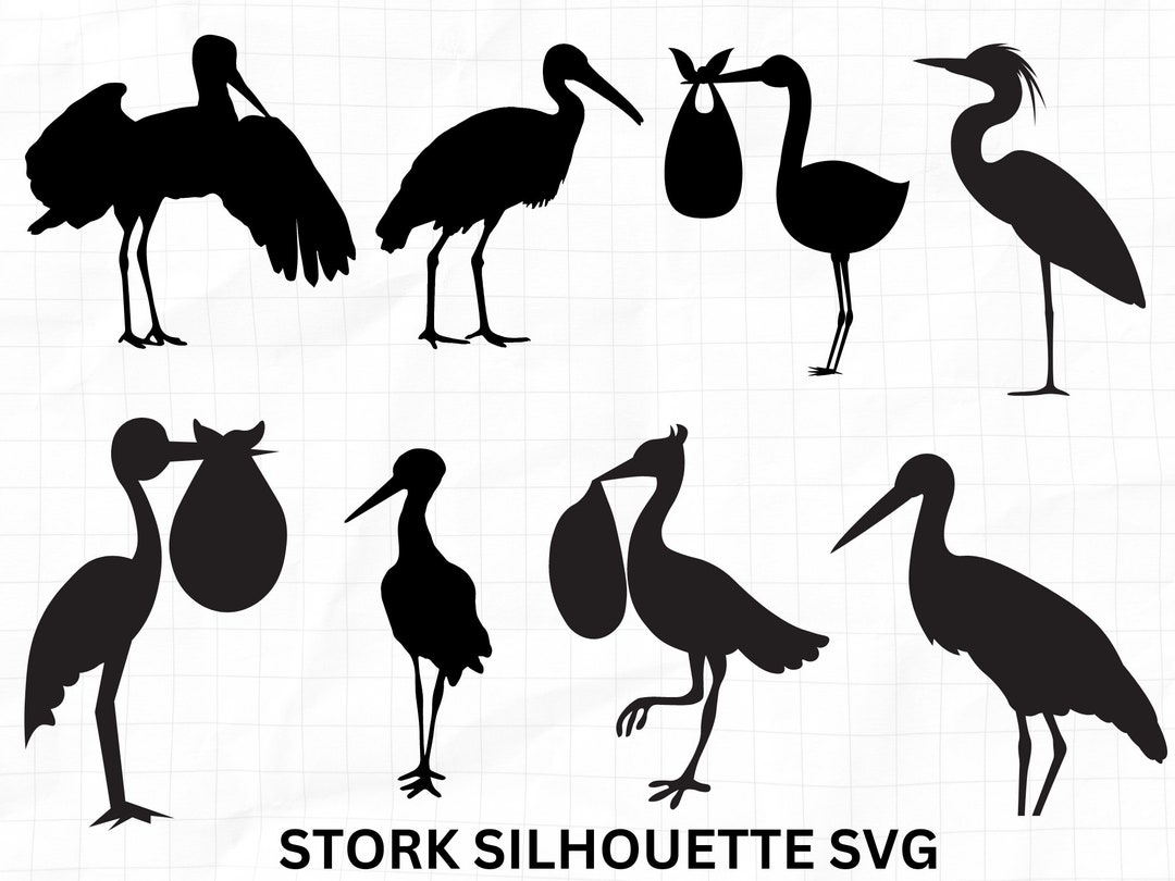 Stork Svg Bundle, Stork Clipart, Stork Cut File, Bird Svg, Bird Clipart ...