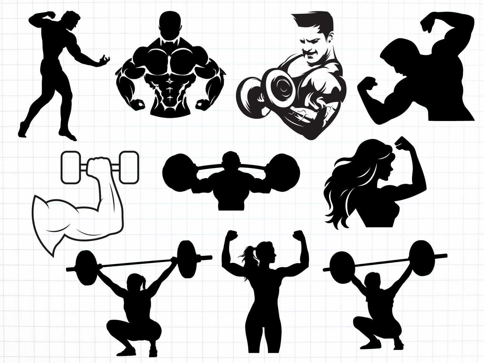 Bodybuilder Svg Bundle, Svg Files for Cricut, Bodybuilder Silhouette ...