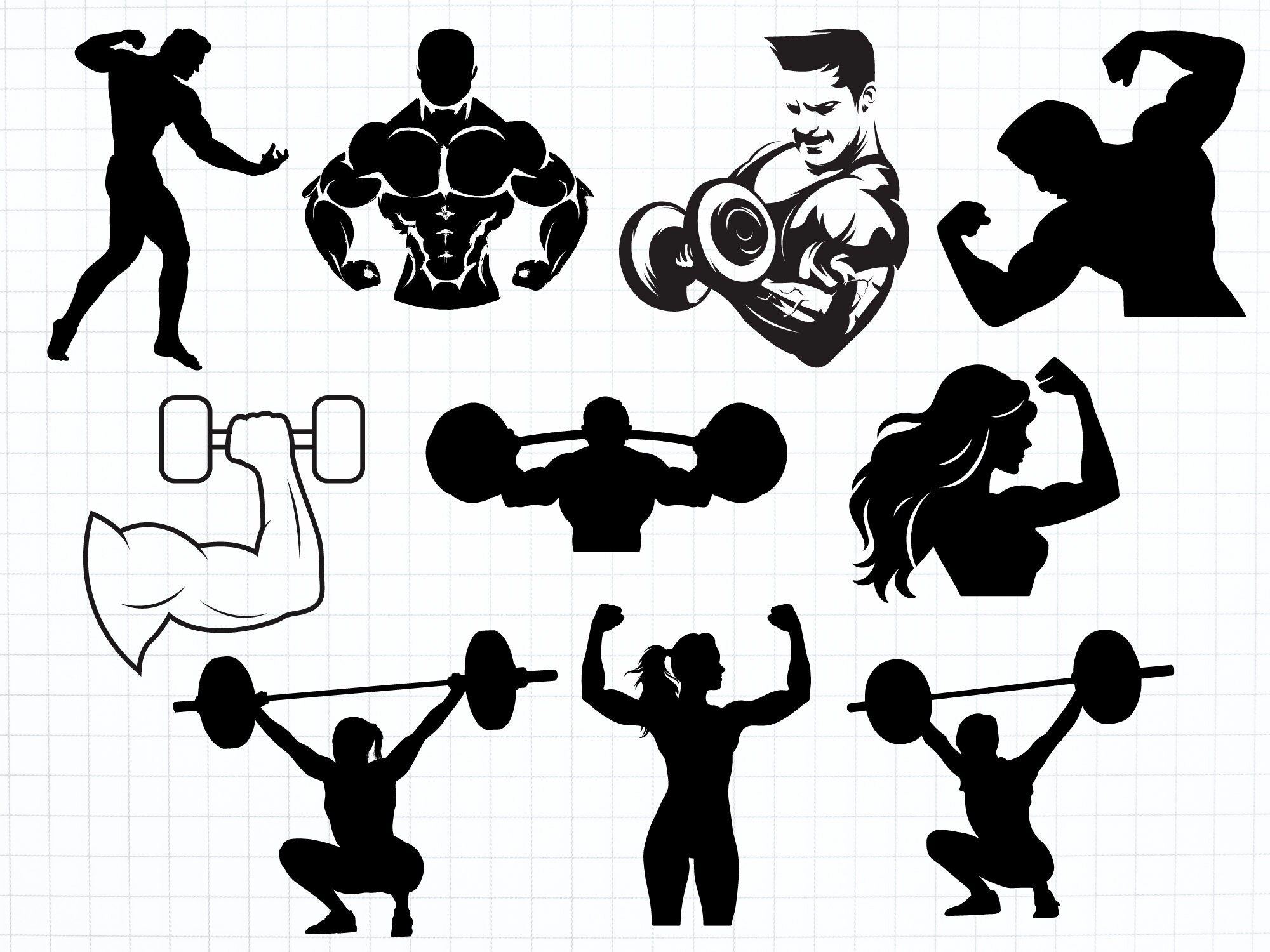 Bodybuilder Svg Bundle, Svg Files for Cricut, Bodybuilder Silhouette ...