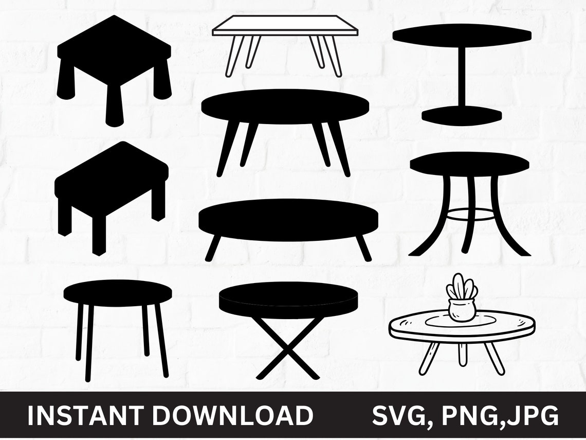 Table SVG, Living Room Table Svg, Coffee Table Cricut, Table Clipart ...