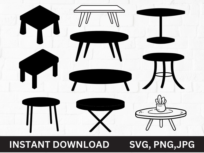Table SVG, Living Room Table Svg, Coffee Table Cricut, Table Clipart ...
