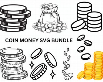 Money Svg, Coins Svg, Coins Clipart, Coins Files for Cricut, Coins Cut ...