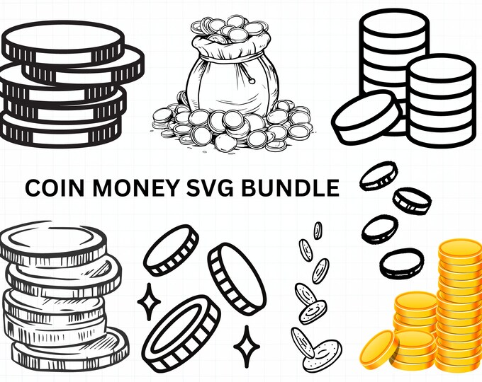 Money Svg, Coins Svg, Coins Clipart, Coins Files for Cricut, Coins Cut ...