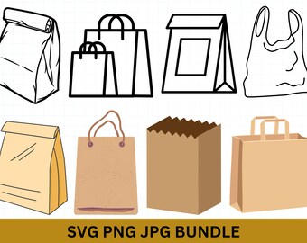 Paper Bag SVG Cut File, Shopping Bag Svg, Shopping Clipart, Grocery Bag ...