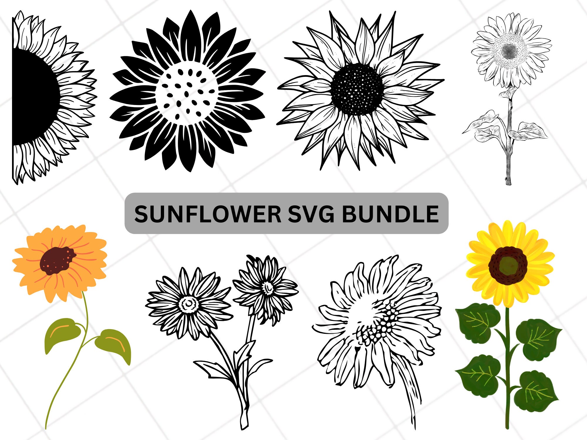 Sunflower SVG, Sunflower Svg Bundle, Sunflower Clipart, Sunflower ...