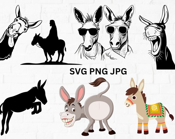 Donkey SVG, Funny Donkey SVG, Donkey Face, Donkey Head, Smile Donkey ...