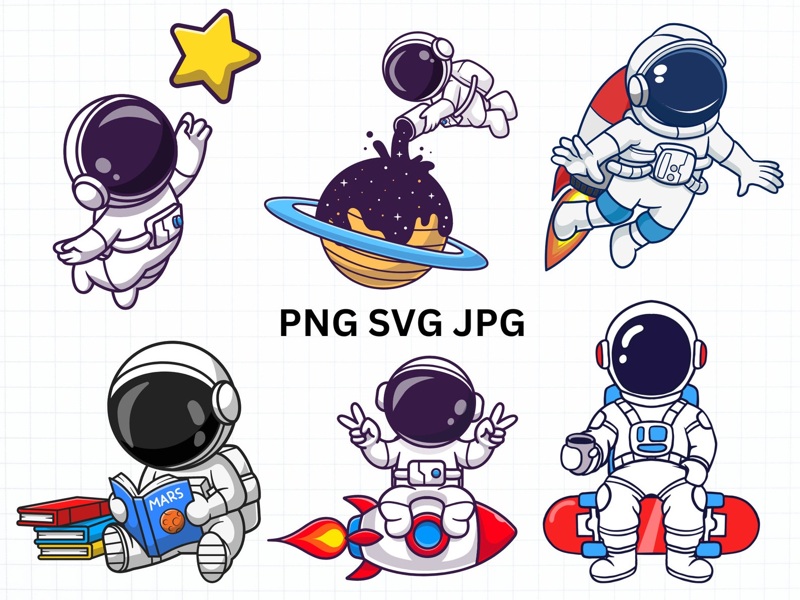 Astronaut Svg Png Bundle, Astronaut With Rocket Svg, Kid Astronaut Svg ...