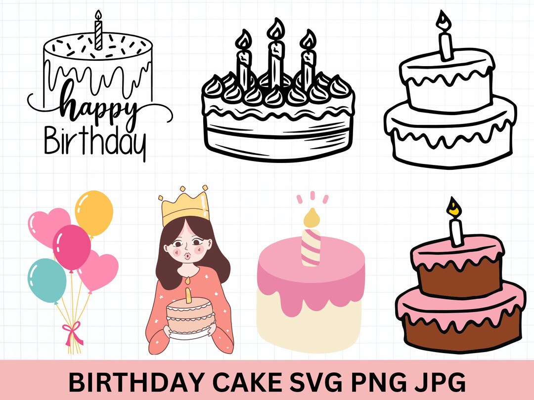 Birthday Cake SVG, Cake SVG, Cake Clipart, Cake Silhouette, Birthday ...